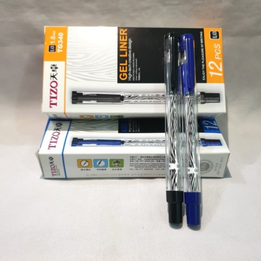 Jual Ballpoint/Pulpen/Bolpen/Pen Gel TIZO TG340 1.0mm HITAM BIRU ...
