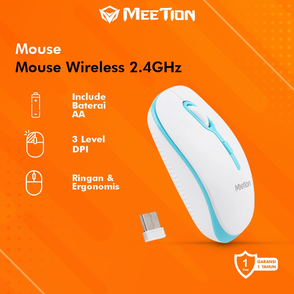Jual Mouse Wireless Meetion R547 Blue Wireless Mouse 2.4G Auto On-Off ...