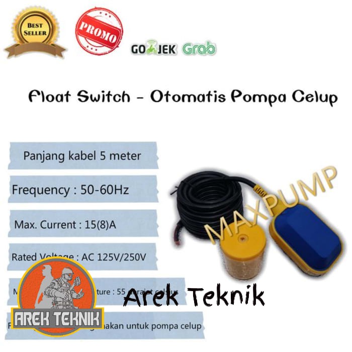 Jual MESIN POMPA AIR WATER MPA216 FLOAT SWITCH 5 MTR KABEL OTOMATIS ...