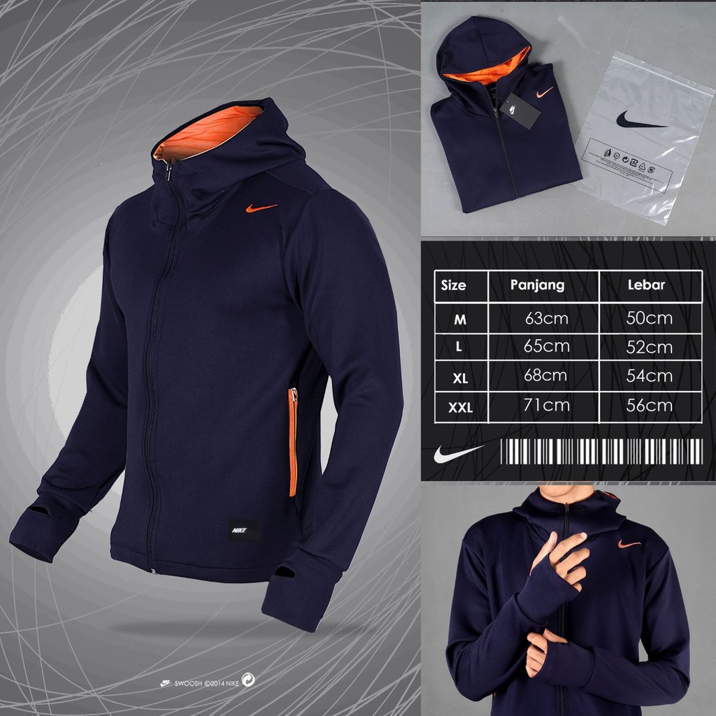 Jual JAKET TRAINING PRIA / NIKE TRAINING JACKET THUMBHOLE (NAVY x ...