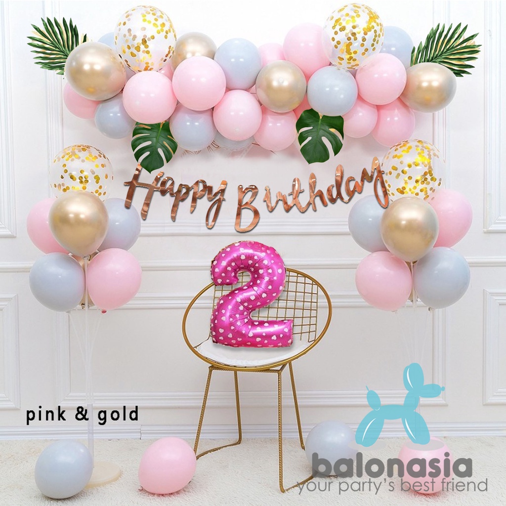 Jual Balon Dan Banner Dekorasi Ulang Tahun Anak Pink Biru | Shopee ...