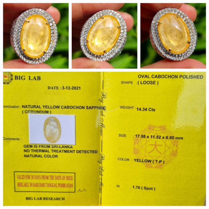 Jual Natural Yakut Kuning Yellow Sapphire Ceylon Srilanka No Heat Memo ...