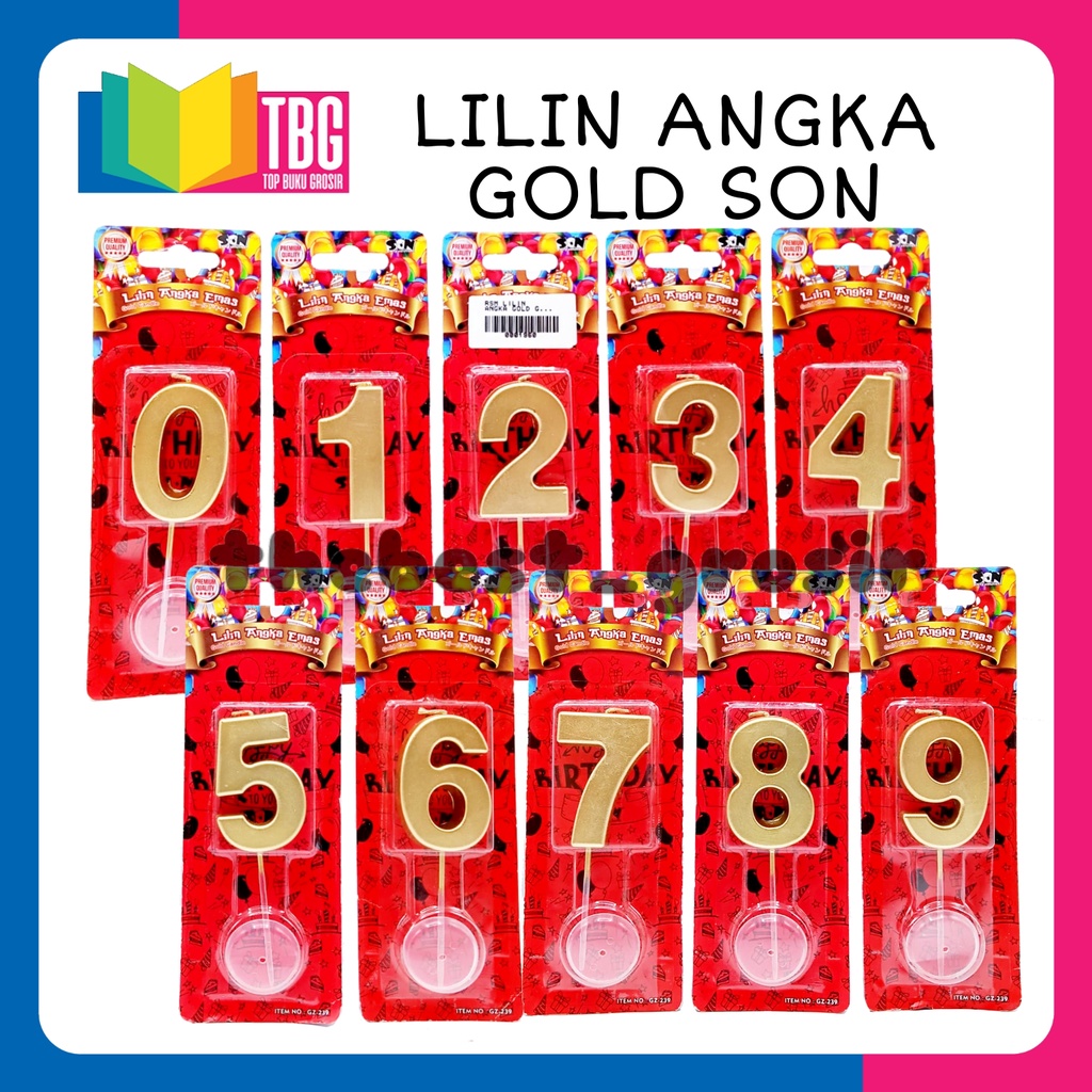 Jual 1 PCS LILIN ANGKA GOLD SON/ LILIN ULTAH/ LILIN KUE/ TOPPER ANGKA ...