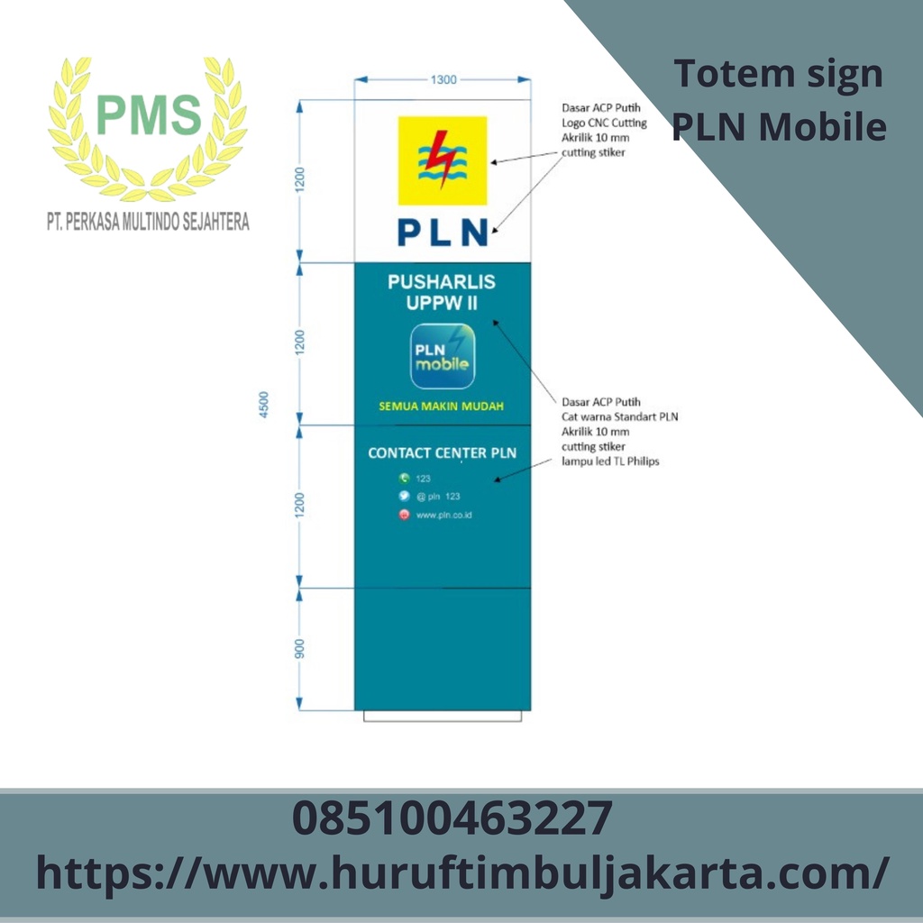 Jual Totem PLN Mobile Jakarta pembuatan pylon sign jakarta harga pylon ...