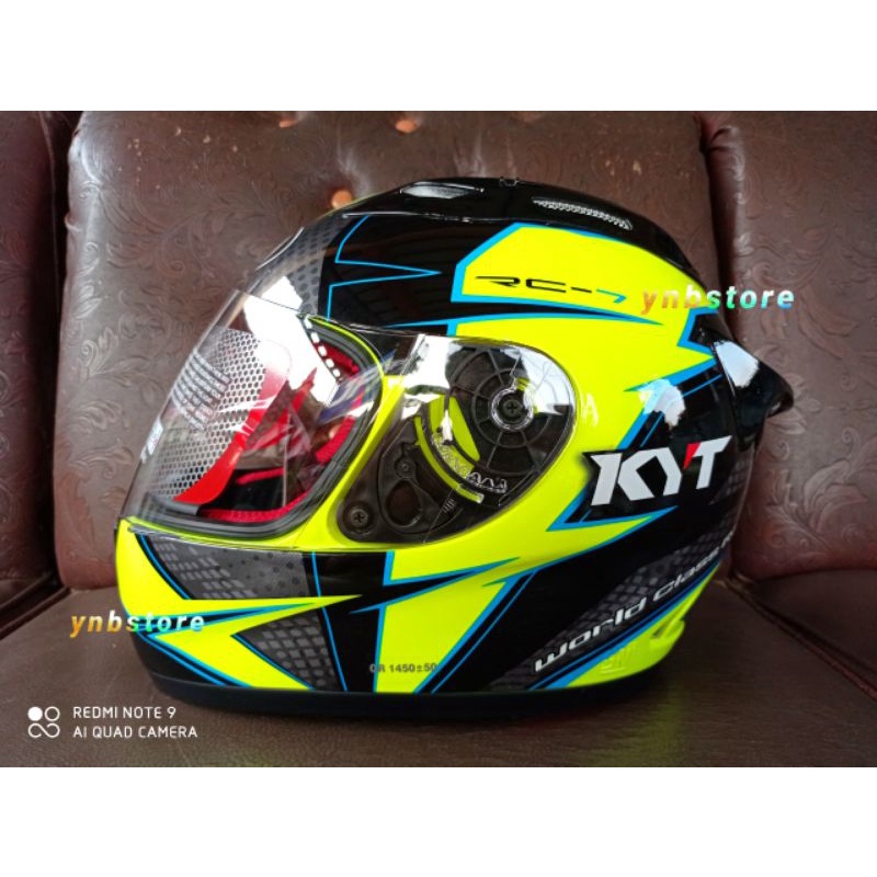 Jual Helm KYT RC7 Motif 16 Yellow Fluo Blue Fullface Original | KYT RC7 ...