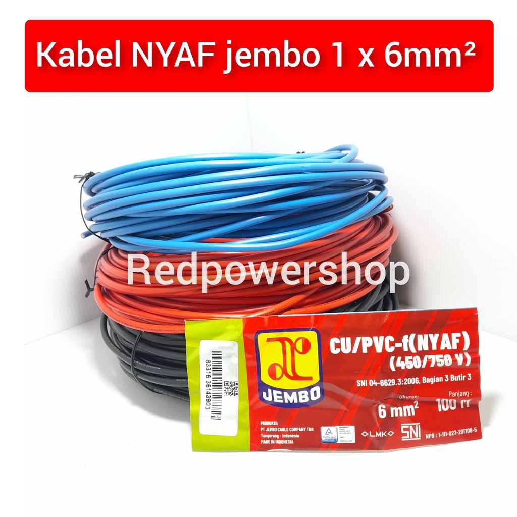 Jual Kabel NYAF 6mm Jembo atau Supreme Serabut tunggal cocok otomotif ground harga ecer per ...
