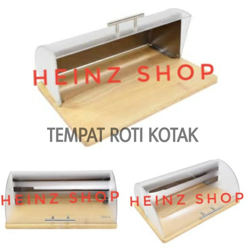 Jual Delicia Tempat Roti Kayu Transparan Stainless Steel Bread Box Wood ...