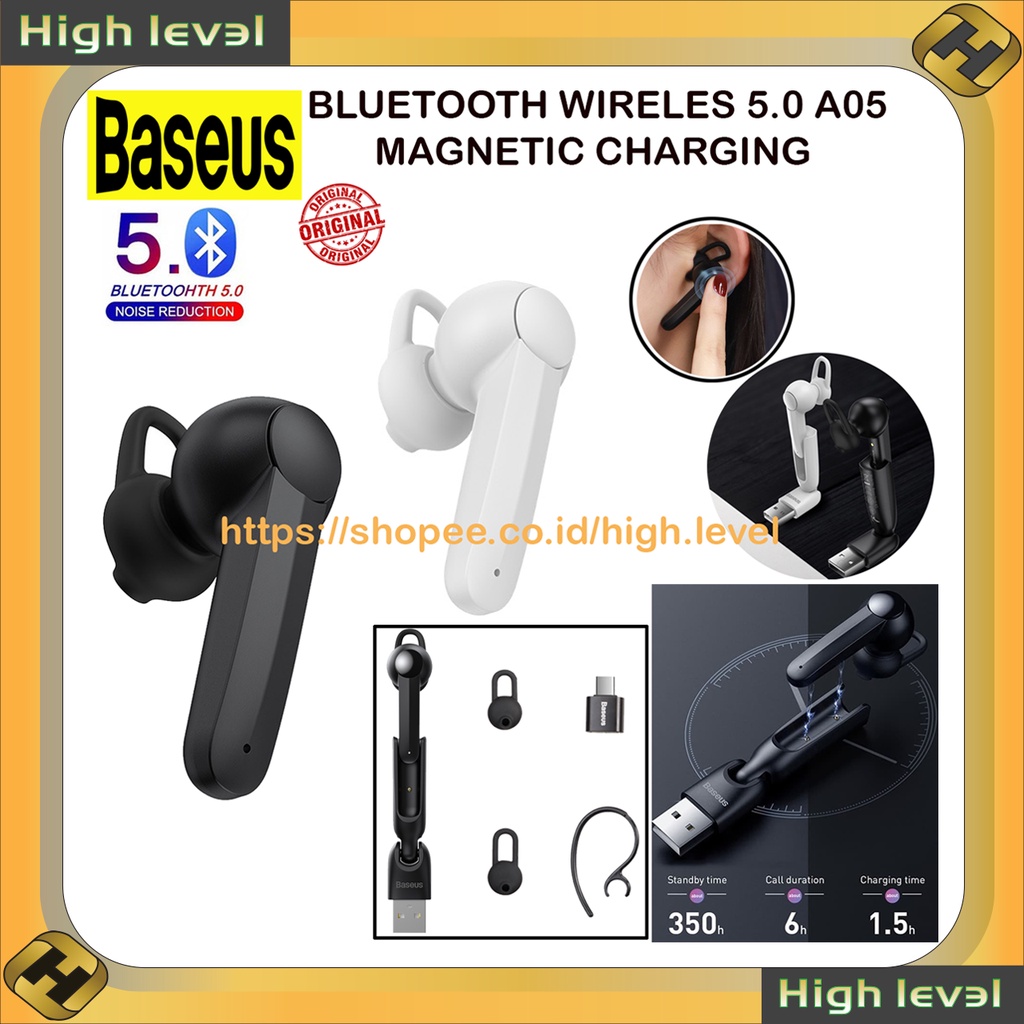 Jual Baseus A05 Handsfree Earphone Headset Magnetic Charging Wireless ...
