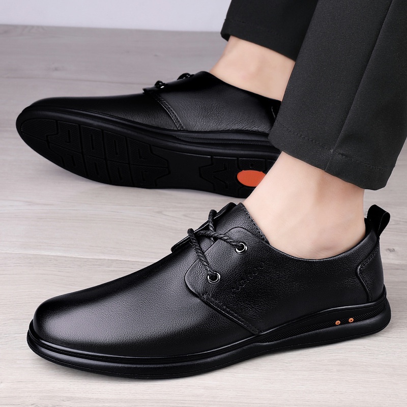 Jual 2022 Kulit Gandum Sapi Penuh Lace-Up Sol Karet Low-Top Formal ...