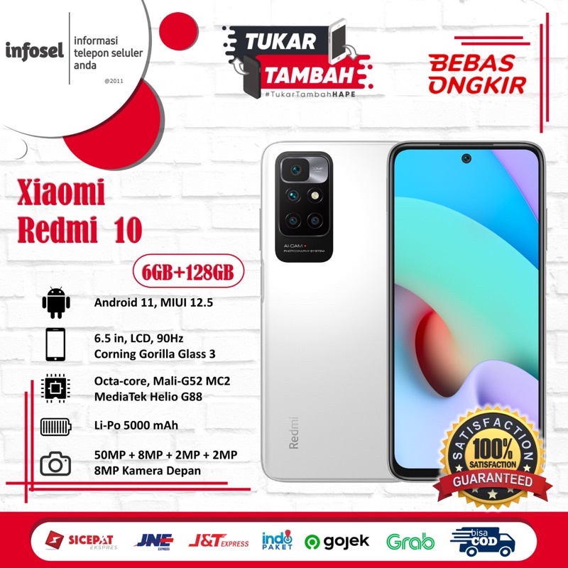 Jual Xiaomi Redmi 10 6/128 2022 Garansi Resmi 1 tahun | Shopee Indonesia