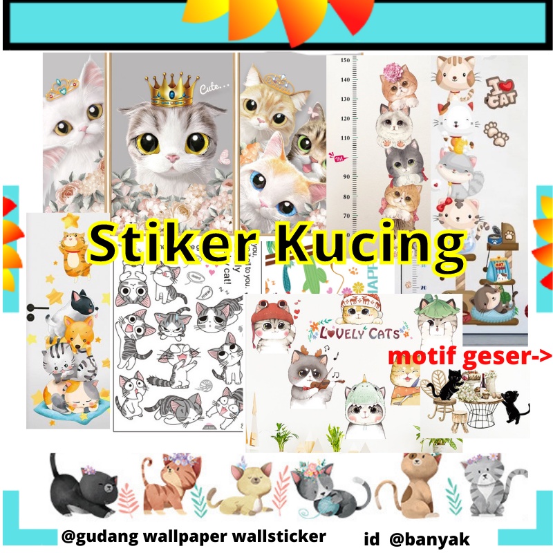 Jual WALL SETIKER STICKER STIKER KUCING WALLSTICKER CAT TEMBOK DINDING ...