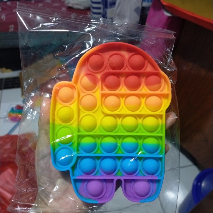 Jual Among us rainbow pop it fidget toy push bubble pelangi among us ...