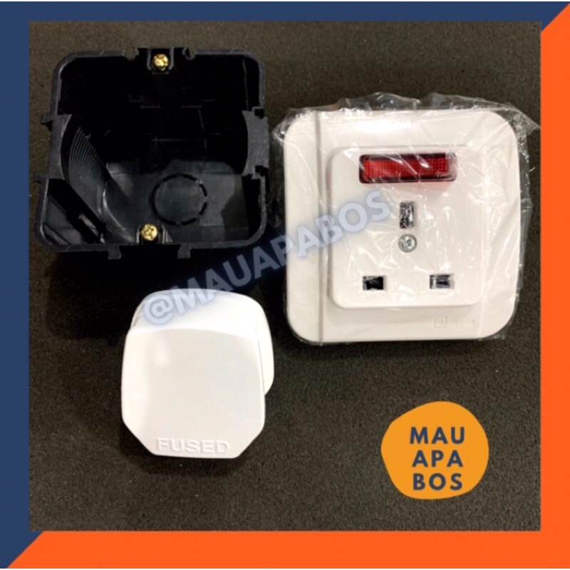 Jual Stop kontak AC BROCO GALLEO Set Komplit Putih Inbow Tanam | Shopee ...