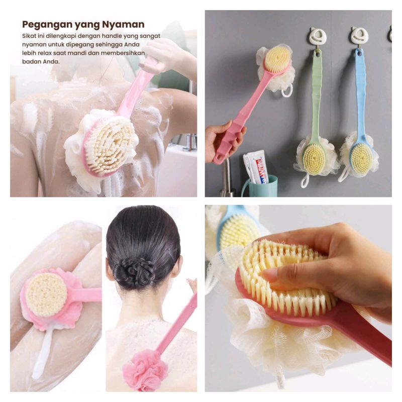 Jual sikat mandi 2 sisi/sikat punggung shower puff | Shopee Indonesia
