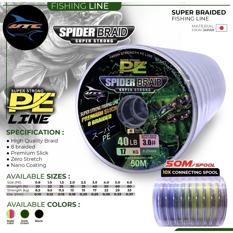 Jual Tali PE Spider Braid / HUNTERS / TIGER / PLOTTO / PRO HELIX 50M ...