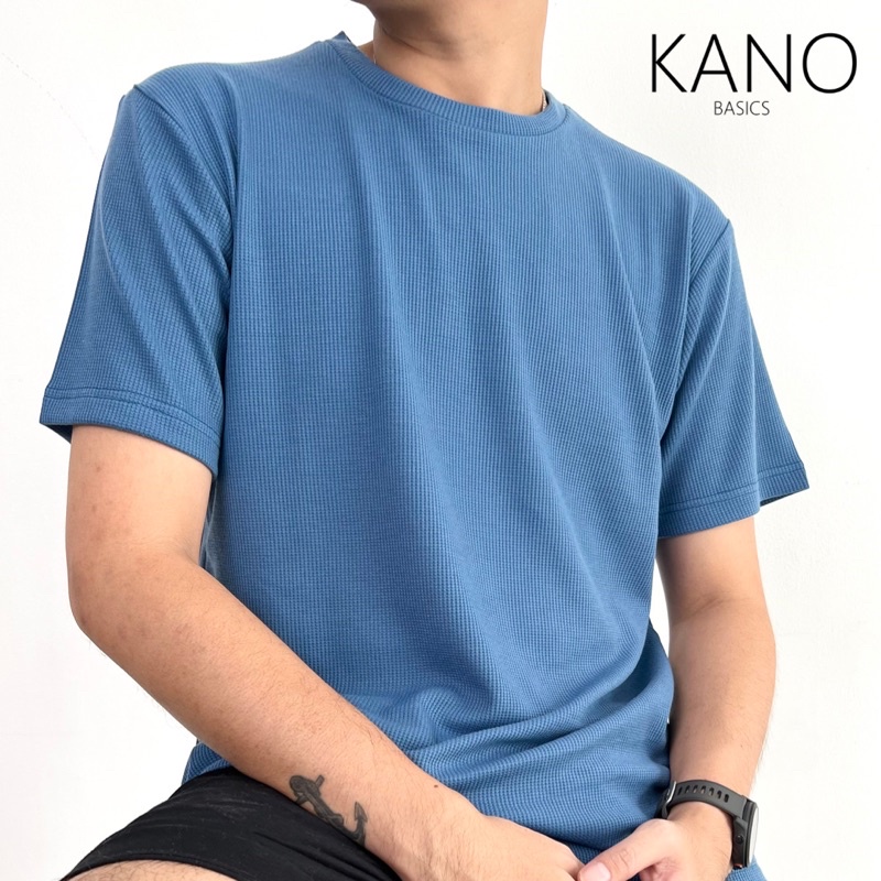 Jual KANO Basics Albie Waffle Tee - Kaos Tshirt Knitting Waffle Polos Warna | Shopee Indonesia