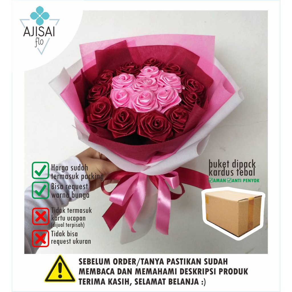 Jual Buket Mawar Pita Satin I SATIN ROSE BOUQUET isi 18 bunga Buket Bunga Ajisai.flo Kado Wisuda ...