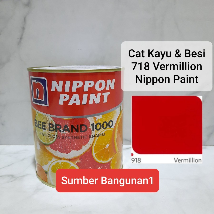 Jual Cat Kayu Besi 918 Vermillion merah bendera nippon paint 1kg minyak | Shopee Indonesia