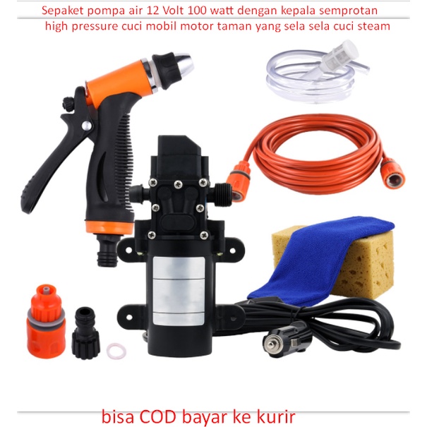 Jual Sepaket pompa air 12 Volt 100 watt dengan kepala semprotan high ...