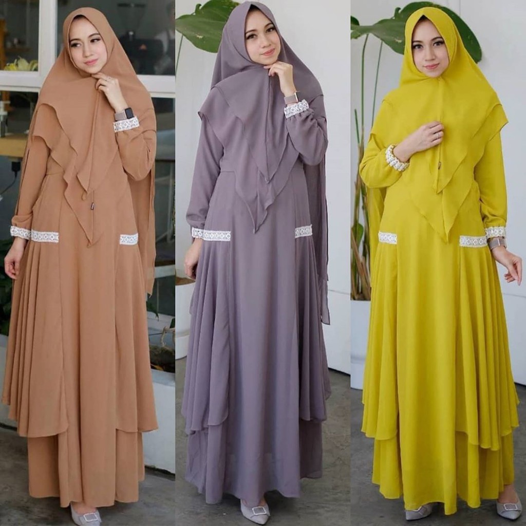 Jual OBRALL..Mayara Syari Set Khimar / 3XL XXL XL L M / Gamis Ceruty / Gamis Syari Terbaru ...