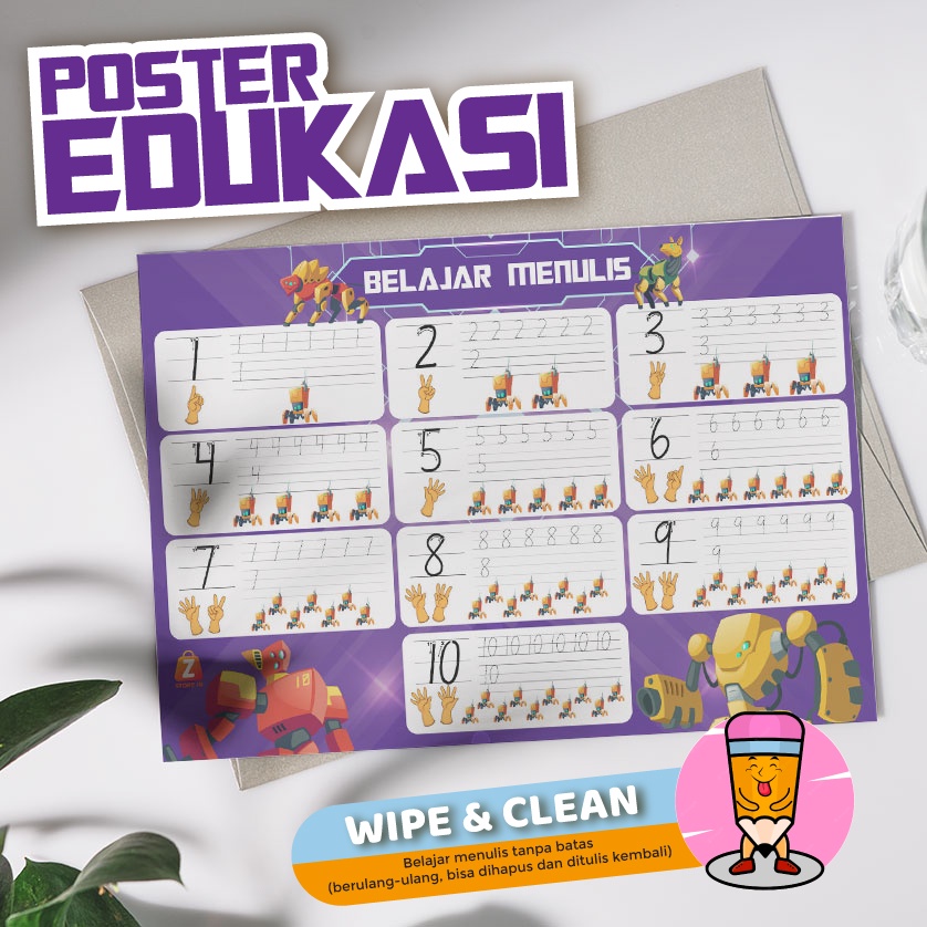Jual Poster Edukasi Belajar Menulis dan Mengenal Angka Aesthetic untuk ...