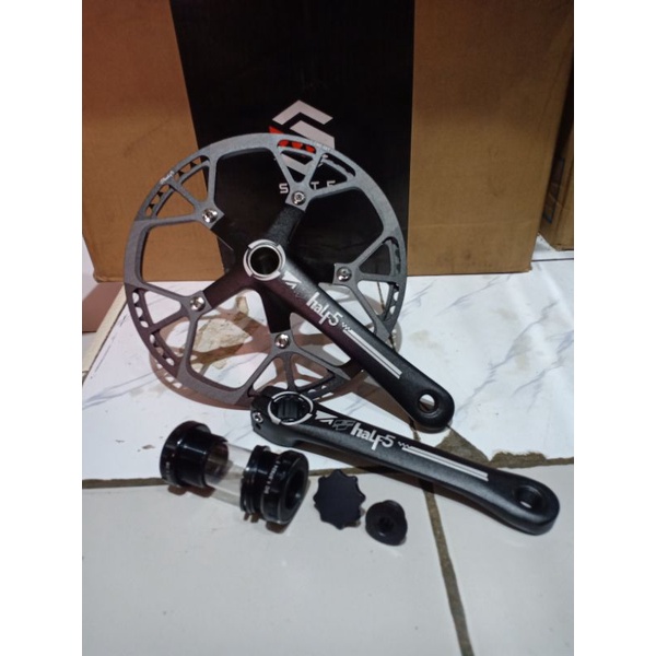 Jual CRANK SET SEPEDA GT HALF5 56T HITAM FOLDING BIKE HT2 HOLLOWTECH2 ...