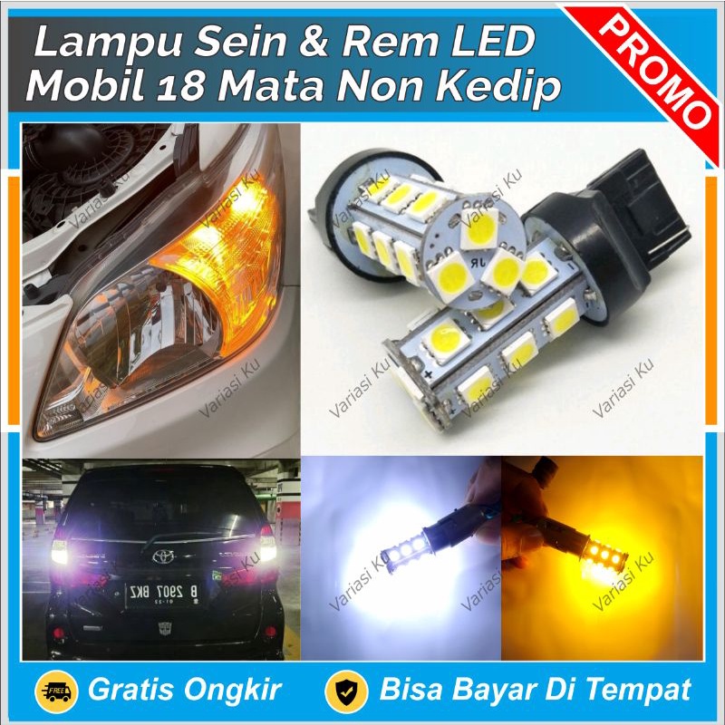 Jual LAMPU SEIN SEN RETING LED T20 MOBIL NON FLASH POWER BRIGHT 18 MATA ...