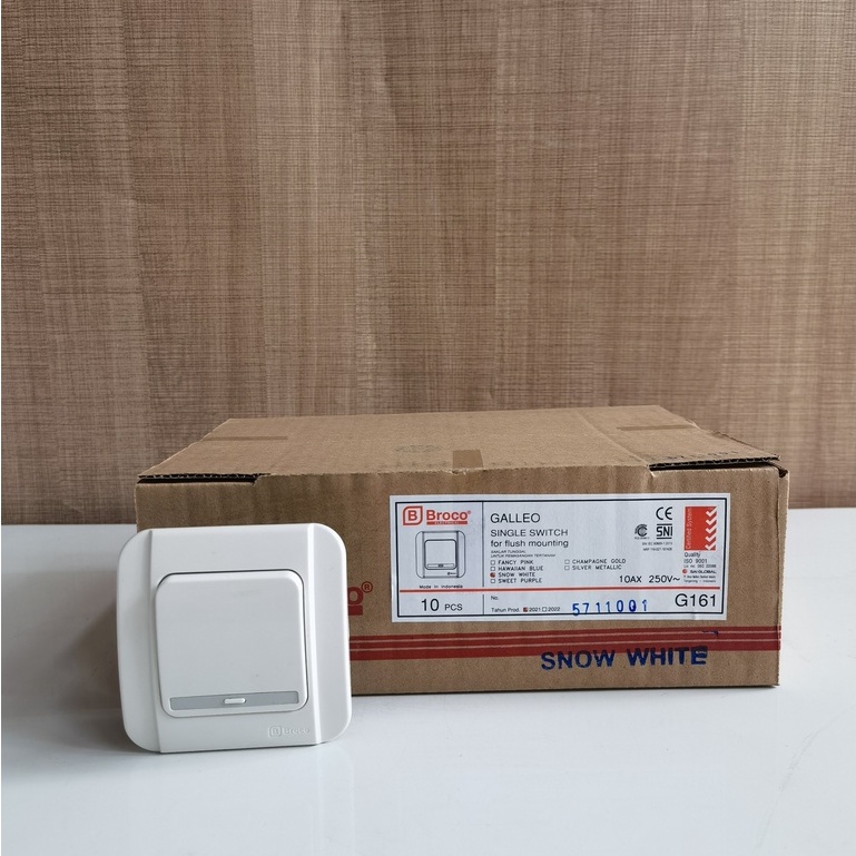 Jual Broco Galleo Single Switch Saklar 1 Gang Snow White (G161 ...