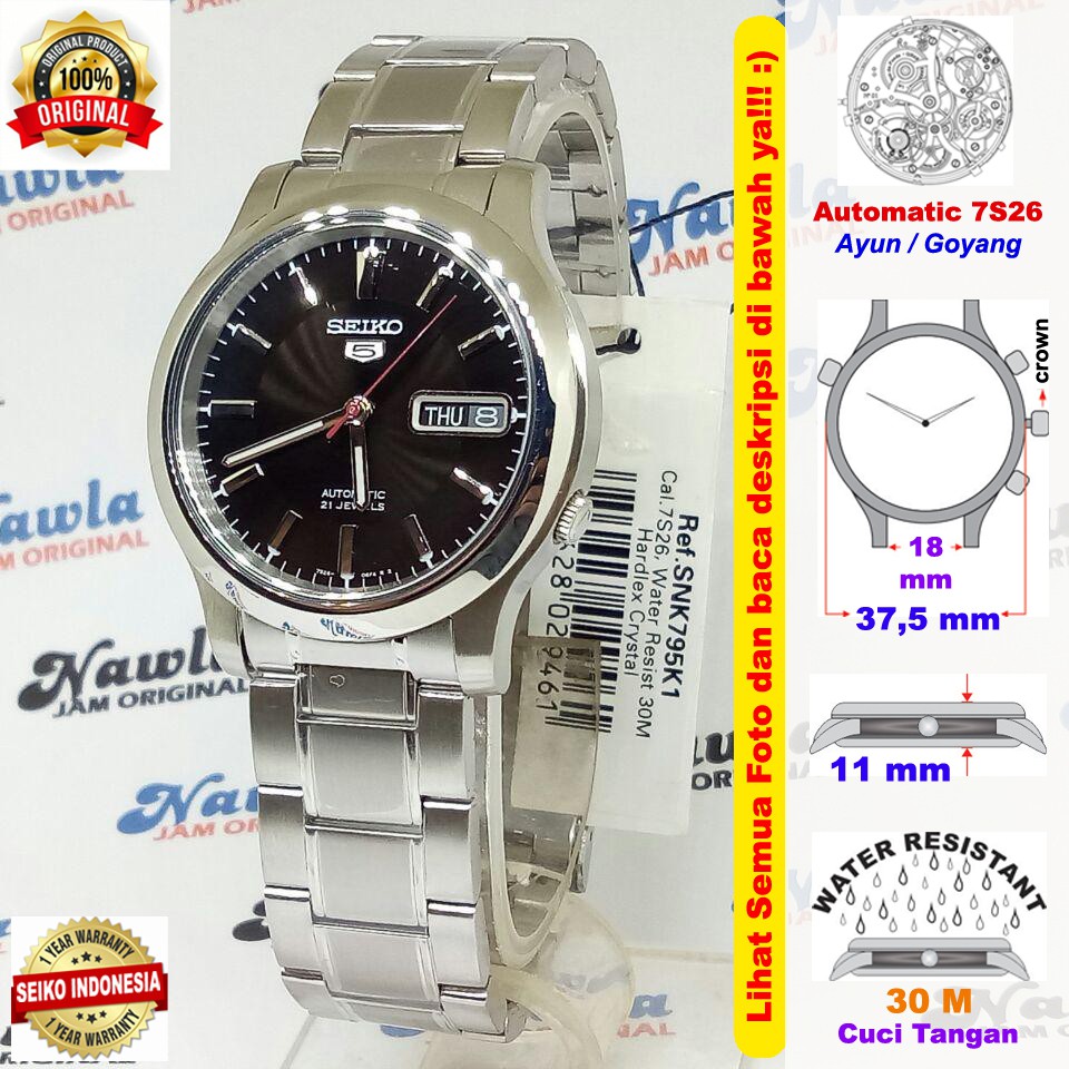 Jual Seiko 5 Automatic SNK795K1 Black Dial - Jam Tangan Pria SNK795 ...