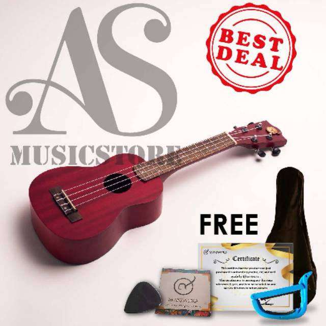 Jual FULLSET Gitar Ukulele Mandalika Soprano Merah Original Murah [BISA ...