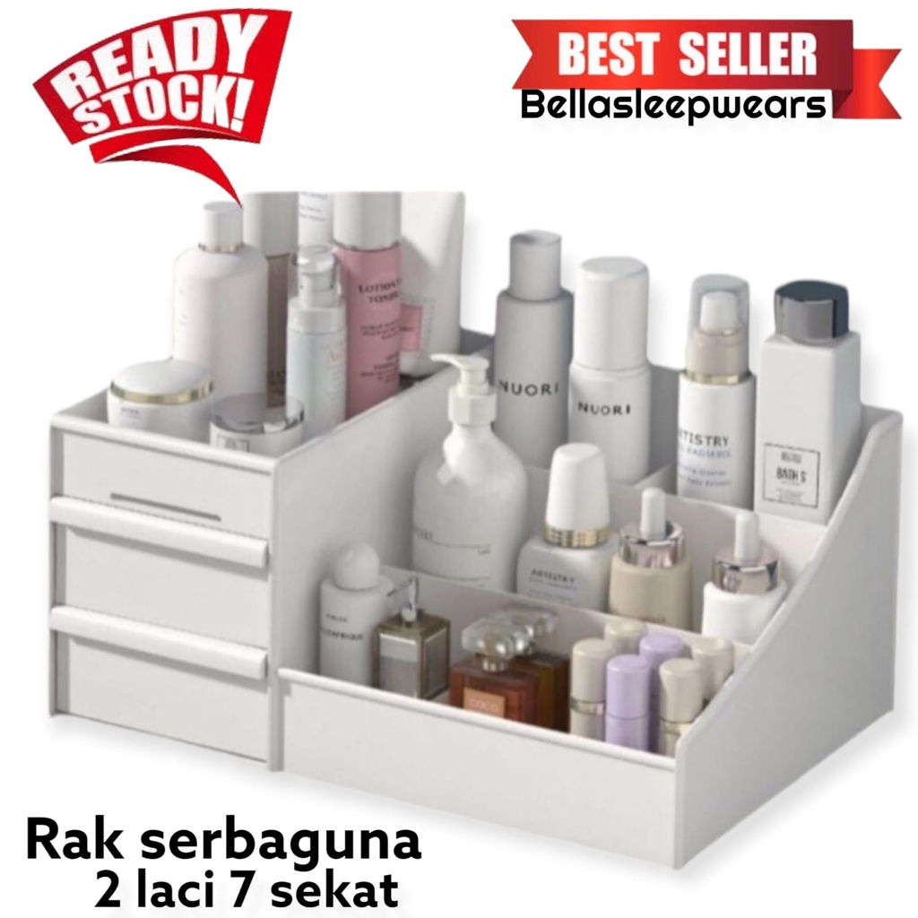 Jual BELLA - RAK KOSMETIK 2 LACI 7 SEKAT | MAKE UP ORGANIZER SERBAGUNA ...
