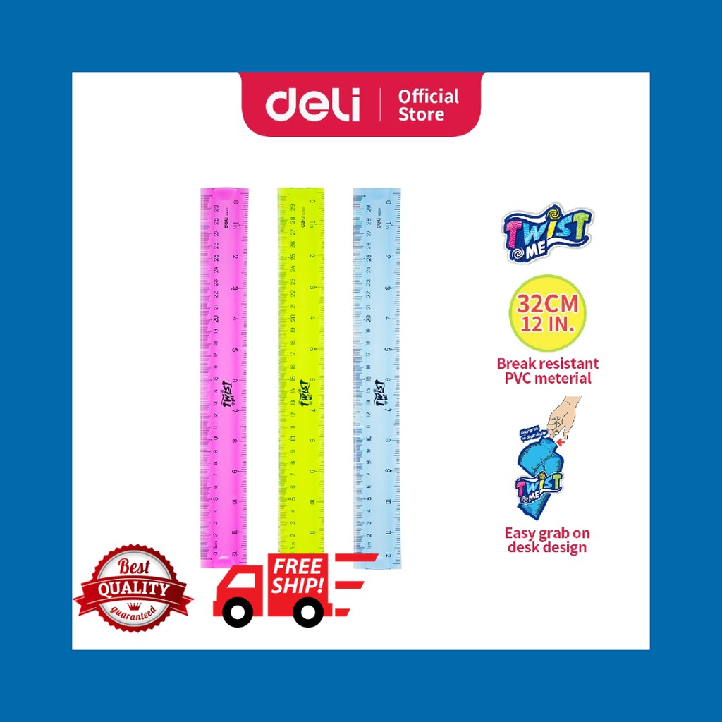 Jual Penggaris Flexible Deli 30CM DAN 20CM | Shopee Indonesia