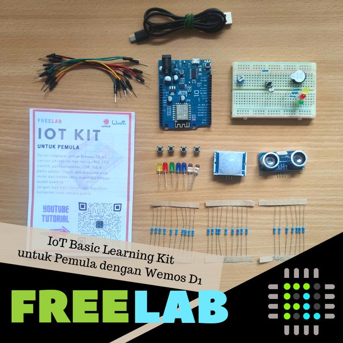 Jual Paket Belajar IoT Kit u/ Pemula dg Wemos D1 + ARDUINΟ IDE + Blynk ...