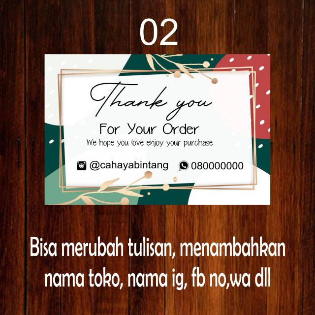 Jual THANK CARD ONLINE SHOP THANK YOU CARD KARTU UCAPAN COSTUM | Shopee ...