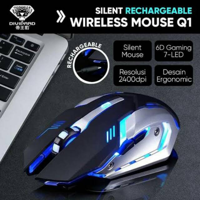 Jual DIVIPARD MOUSE Q1 SILENT WIRELESS | Shopee Indonesia