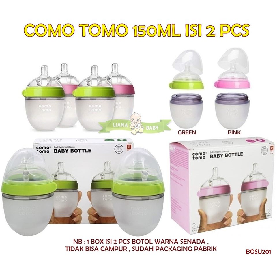 Jual BOSU201 BOTOL SUSU SILIKON COMOTOMO 150ML ISI 2 PCS | Shopee Indonesia