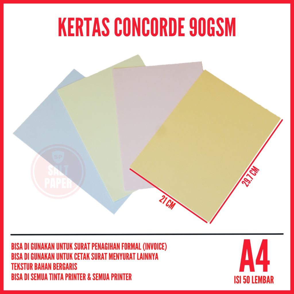 Jual Kertas Concorde A4 90gr 50 lembar / Kertas Concorde 90 gr A4 / Kertas 90 gr Concorde A4 ...