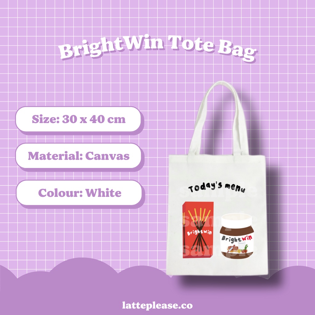 Jual Brightwin Canvas Tote Bag Tas Tote Kanvas Bright Vachirawit Win Metawin | Shopee Indonesia