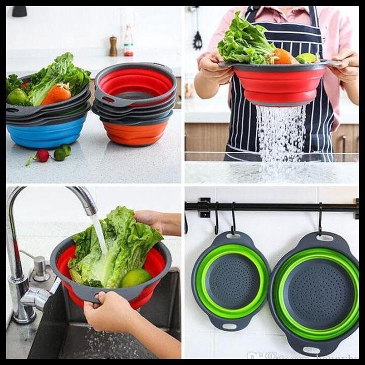 Jual GU06 Baskom Lipat/Baskom Silicone/Tempat Cuci Peniris Beras Buah ...