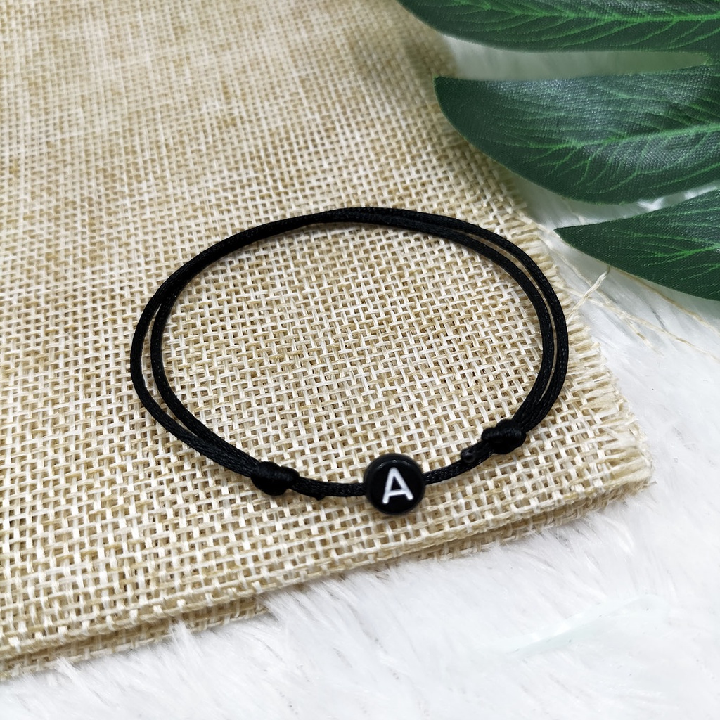 Jual Gelang Tangan Inisial Huruf Bulat TALI SATIN Kecil 1mm Series GG ...