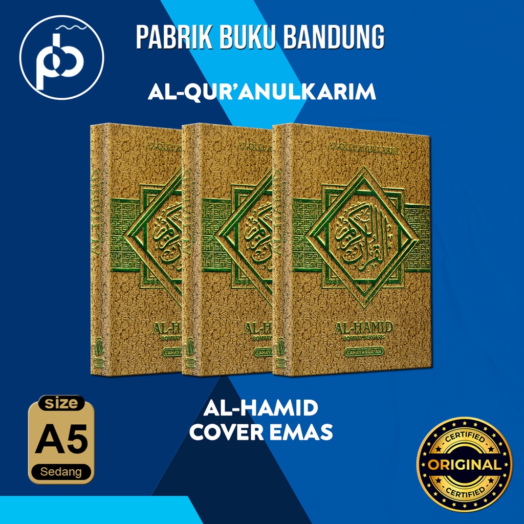 Jual Al Qur an Al Hamid Bombay Bergaris A5 Emas | Quran Wakaf tanpa terjemahan | HVS 604 Hal ...