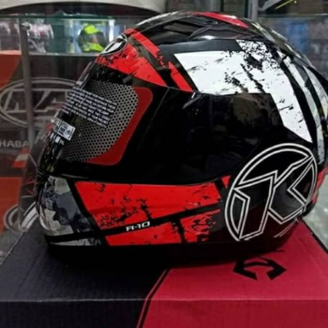 Jual Helm KYT r10#3 black red fluo | Shopee Indonesia