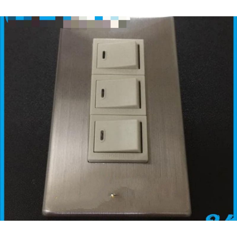 Jual saklar triple stainless sakelar 3 gang 3 switch stainless cover ...