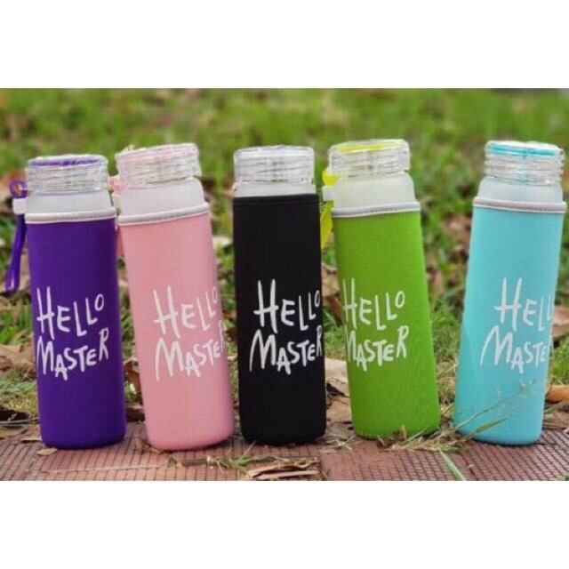 Jual HELLO MASTER BOTOL KACA PLUS POUCH WARNA ANTI PANAS | Shopee Indonesia