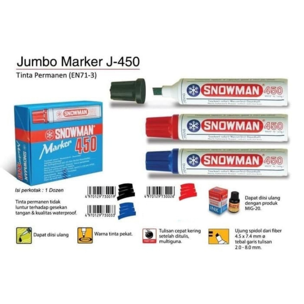 Jual GG Spidol Permanen Snowman Jumbo Marker 450(minimal 12) / Spidol Permanent/Spidol/Marker ...