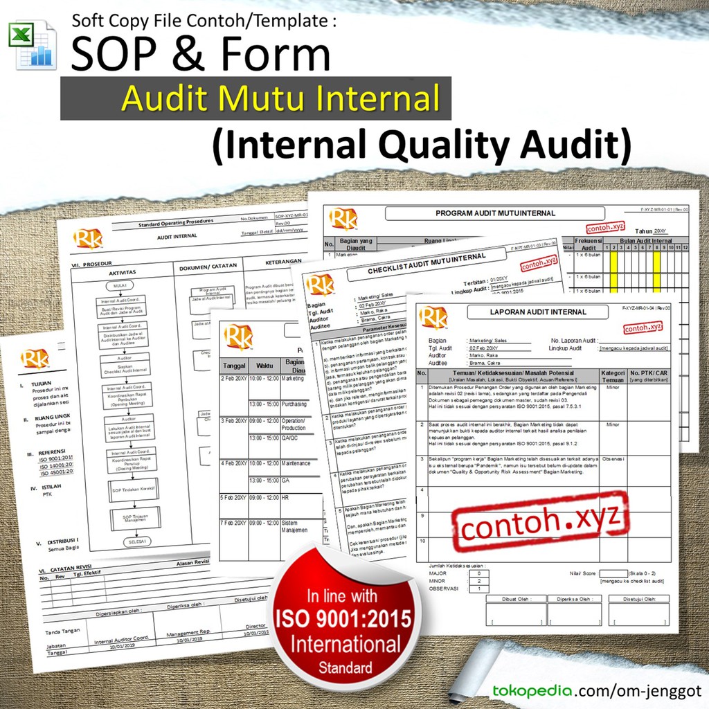 Jual [#10] Contoh SOP Audit Mutu Internal, sesuai ISO 9001:2015, Bahasa ...