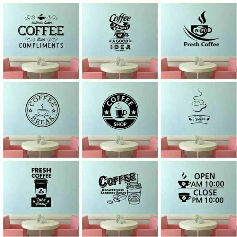 Jual Stiker Dinding Kopi Kafe Coffee Wallpaper Custom Wall Cutting ...