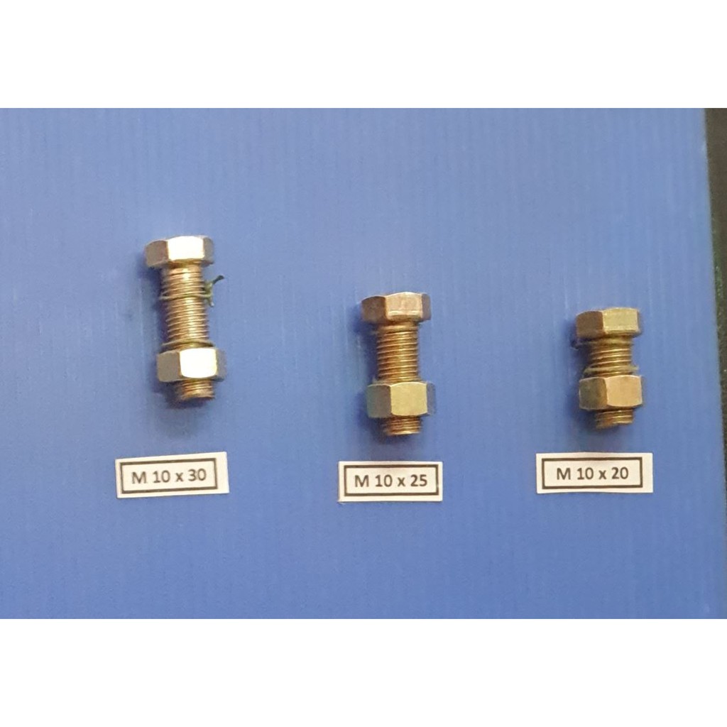 Jual Baut Mur Kuning M10 x 20 / 25 / 30 Hex Bolt Nut M10x20 M10x25 ...