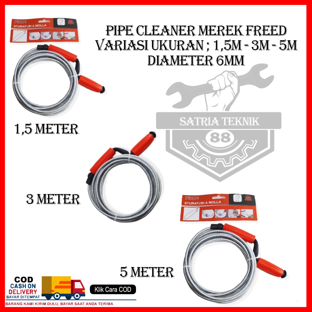 Jual ALAT Pembersih Saluran Pipa Mampet Sumbat Tersumbat Drain Pipe Cleaner Manual 1,5 Meter, 3 ...