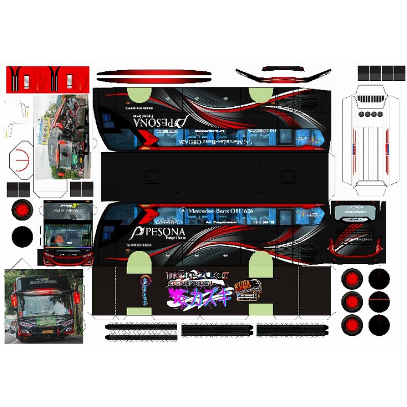 Jual Lembaran Pola PaperCraft Bus PESONA Transport Sevise JB3+SHD ...